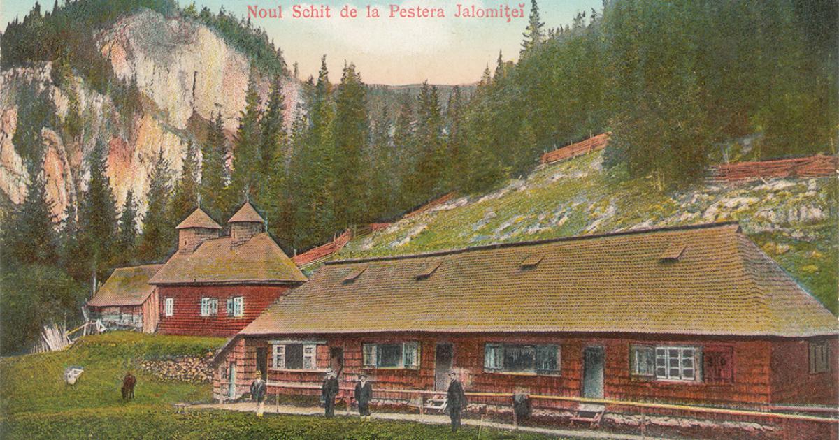 Carte poştală color privind Schitul „Peştera Ialomicioarei”, jud. Dâmboviţa